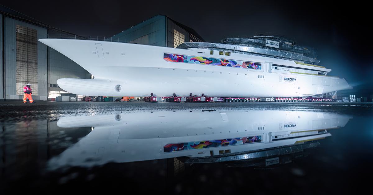 Secretive 111m Project Y726 arrives at Oceanco's Outfitting Facilities ...